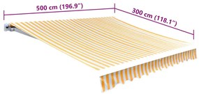 vidaXL Marketos Plachta na markýzu oranžovo-bílá 5 x 3 m plátěná