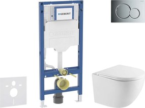 Geberit Duofix - Set předstěnové instalace, klozetu Oudee a sedátka softclose, tlačítko Sigma01, lesklý chrom SANI11CA1158