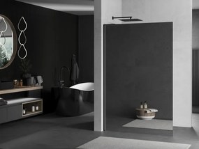 Mexen Kioto L, sprchová zástěna Walk-In 110 x 200 cm, 8mm sklo vzor zrcadlo, černý profil, 800-110-103-70-50