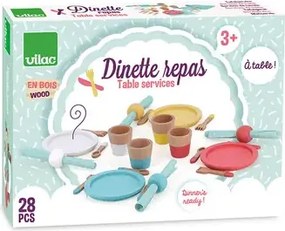 Vilac Dřevěný jídelní set 28 dílů / od 3 let