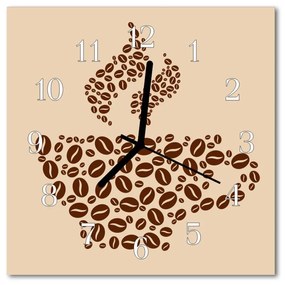 Nástenné skleněné hodiny Kávové zrna