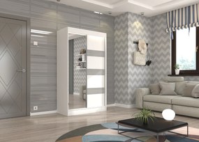ADRK Furniture Posuvná skříň se zrcadlem a lacobelem TOURA 120 SW-TOU-W+GL-120+A524