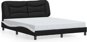 Rám postele bez matrace Hvar černý a bílý 160 x 200 cm umělá kůže 3208014
