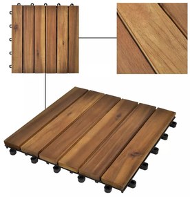 Akáciové terasové dlaždice Gibson - 20ks - vertikální vzor | 30x30 cm