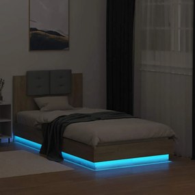 Rám postele s čelem a LED osvětlením dub sonoma 90 x 190 cm 3210061