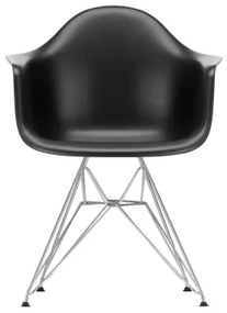 Eames Plastic Armchair DAR chrom černá bílé na tvrdou podlahu Vitra