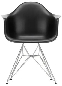 Eames Plastic Armchair DAR chrom černá bílé na koberec Vitra