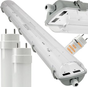 LED sada světel, hermetické svítidlo 120 cm, 36 W, 5760 lm, 4000 K, do garáže, s plechem