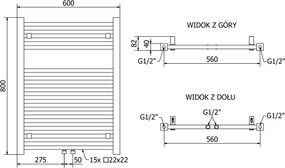 Mexen Pluton, elektrické topné těleso 800x600 mm + topná tyč 600 W, bílá, W106-0800-600-2600-20