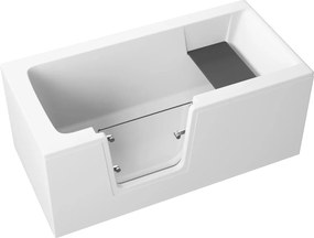 Vana s dvířky Polimat VOVO 140x70 s bílým čelním krycím panelem + vanový sifon automat s přepadem VABPS-ZU 70