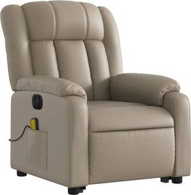 Elektrické zvedací masážní polohovací křeslo cappuccino koženka 3205291
