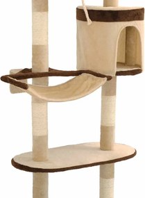 Nástěnné škrabadlo pro kočky sisalové sloupky 194cm béžovohnědé 170589