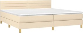 Box spring postel s matrací a LED krémová 200x200 cm textil 3133826