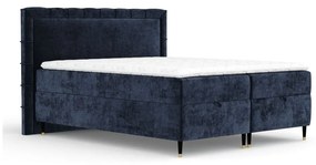 Tmavě modrá boxspring postel s úložným prostorem 160x200 cm Voyage – Maison de Rêve