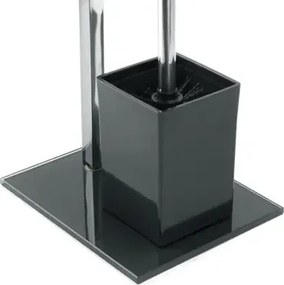 MSV SQUARE stojan na toaletní papír s WC štětkou černý / sklo / ocel