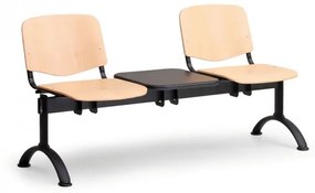 Dřevěná lavice ISO II, 2-sedák + stolek - černé nohy