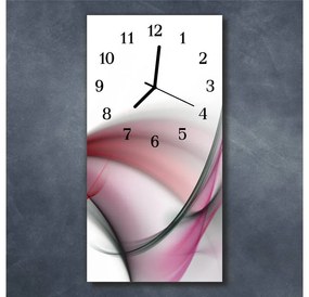 Nástěnné hodiny obrazové na skle - Abstrakt růžovošedý