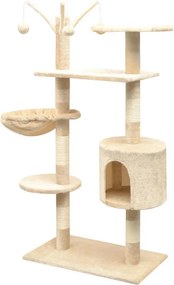 Škrabadlo pro kočky se sisalovými sloupky, 125 cm, béžová 170482