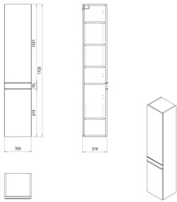 Sapho Sapho, Koupelnový set SITIA 80, bílá matná, KSET-033
