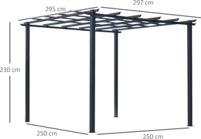 Outsunny pavilon růží stabilní oblouk pro rostliny jako pomůcka pro šplhání kovový odolný proti povětrnostním vlivům černý 2,97x2,95x2,3 m pro zahrad…