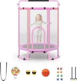 Costway Trampolína pro děti 154 cm 6 v 1 Dětská trampolína s – růžový