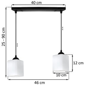 Závěsné svítidlo Riffle Square, 2x bílé skleněné stínítko, b