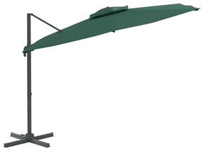 Konzolový slunečník s dvojitou stříškou zelený 400 x 300 cm,  319946