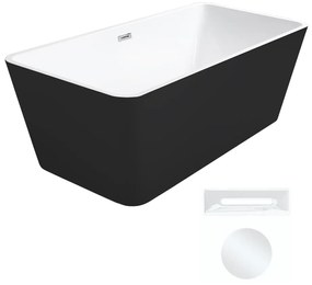 Besco Akrylátová volně stojící vana Evita BW Matt 160x80 Barva: Bílá/černá, Rozměry (cm): 160x80, Typ a barva výpustě: Click-Clack s přepadem, bílá