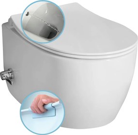 Isvea Isvea, SENTIMENTI CLEANWASH závěsná WC mísa, integrovaný ventil a bidetová sprška, Rimless, 36x51cm, bílá, 10ARS1101I