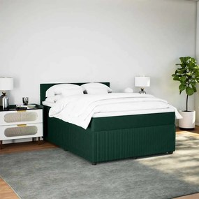 Box spring postel s matrací tmavě zelená 140x190 cm samet 3287737