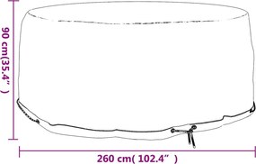 Plachta na zahradní nábytek 10 oček Ø 260 x 90 cm kulatá 319303