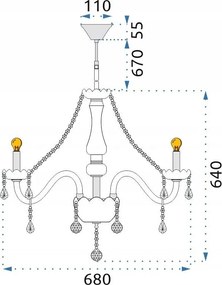 Toolight - Křišťálový závěsný lustr 8xE14 60W, stříbrná, OSW-04600