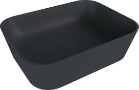 Polysan Banera - Umyvadlo na desku 50x35 cm, bez přepadu, bez otvoru pro baterii, matný antracit 14596.51