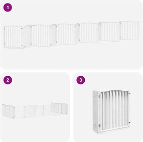 Zábrana pro psy s dvířky skládací 12 panelů bílá 960 cm topol 3155624