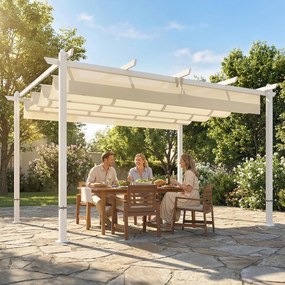Pergola 3 x 4 m s posuvnou střechou, magnetické zámky, UV30+ Béžová barva