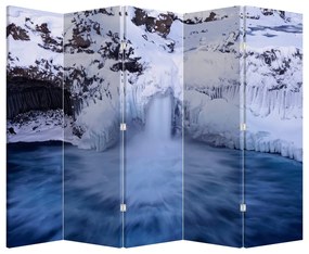 Paraván - Vodopád v zimě (210x170 cm)