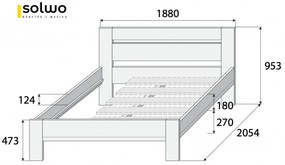 Masivní postel ANGELIKA - Solwo Design Dřevo a odstín oleje: DUB Cink - Olej odstín DO206, Rozměr spací plochy: 200x200