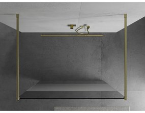 Mexen Kioto, sprchová zástěna Walk-In 120 x 200 cm, 8mm čiré sklo-námraza, zlatý matný profil, 800-120-002-55-35