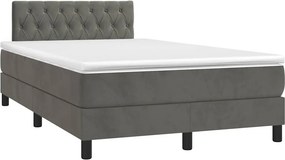 Box spring postel s matrací a LED tmavě šedá 120 x 190 cm samet 3270172