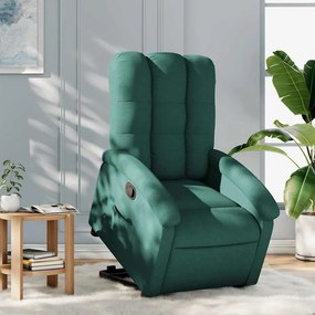 Zvedací polohovací křeslo tmavě zelené textil 3204098