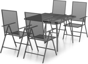 5dílný zahradní jídelní set antracitový ocel 3187978