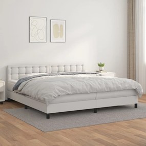 Box spring postel s matrací bílá 200x200 cm umělá kůže - Default Title