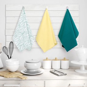 Sada kuchyňských ručníků Letty Grain - 3 ks tyrkysová/žlutá