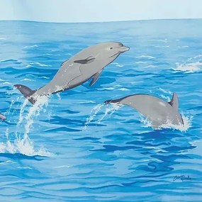 Spirella NEMO bílo-modrý / Sprchový závěs / motiv delfíni / 240 x 180