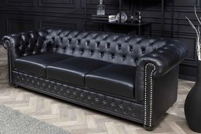 Designová 3-místná sedačka Chesterfield 205 cm černá