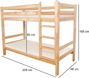 Maxi Patrová postel z masivu Maja 90x200 cm, Borovice