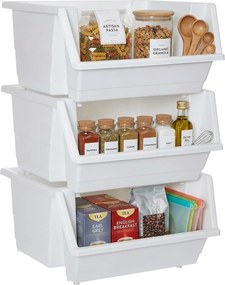 5Five® Sada 3 stohovatelných úložných boxů, STACKEO - bílá