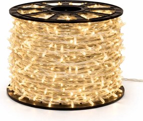 Easy Fix LED světelný řetěz, 100 m, venkovní, teple bílá s FLASH, 1000 diod, bílý kabel, IP67, cívka