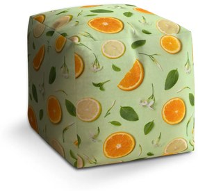 Sablio Taburet Cube Citrus a květ: 40x40x40 cm