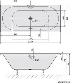 Polysan, VIVA B obdélníková vana 175x80x47cm, bílá, 88119